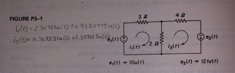 solved use matlab to solve for i1 t and i2 t using mesh