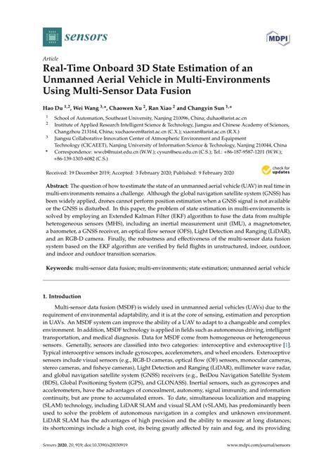 Pdf Real Time Onboard 3d State Estimation Of An Unmanned Aerial Vehicle In Multi Environments