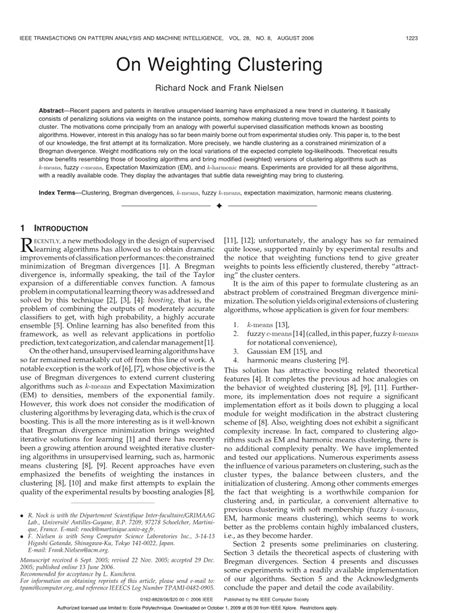 Pdf On Weighting Clustering