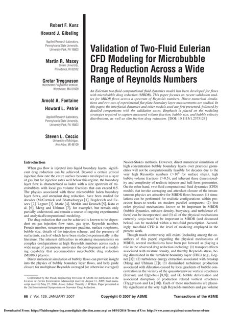 pdf validation of two fluid eulerian cfd modeling for microbubble