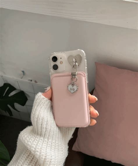 [추가금없음 ️ 풀세트] Ballet Heart Ribbon Mac Safe Keyring Case 발레코어 하트리본 맥세이프 하드 케이스 세트 에이블리