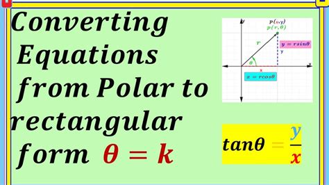 Converting Equations from Polar to Rectangular θ=k - YouTube