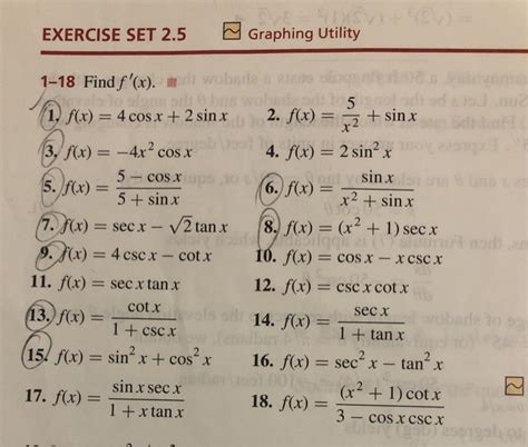 solved exercise set 2 5 graphing utility 1 18 find f x