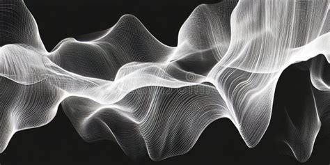 abstract white waveforms on black background creating a dynamic and