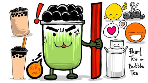Menggambar Dan Melukis Teh Mutiara Atau Karakter Bubble Tea Dengan Elemen Ilustrasi Stok Unduh