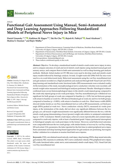 Pdf Functional Gait Assessment Using Manual Semi Automated And Deep Learning Approaches