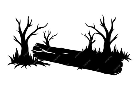 Shadowy Forest With Fallen Log Stunning Black And White Vector