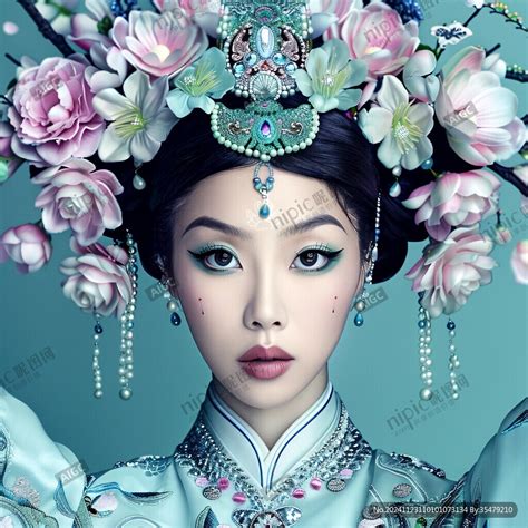 Ai创作图彩妆人物欣赏 非物质文化化妆妆容 中式主题造型 中式花旦 古典女孩化妆 花旦造型 化妆照服饰 女花旦 花钿 化妆照像馆 牡丹钿花 戏剧化妆造型 戏袍戏服化妆 戏剧表演妆容 戏剧人物