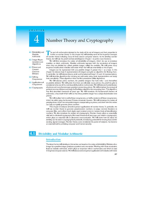 Divisibility And Modular Arithmetic 4 C H A P T E R Number Theory And