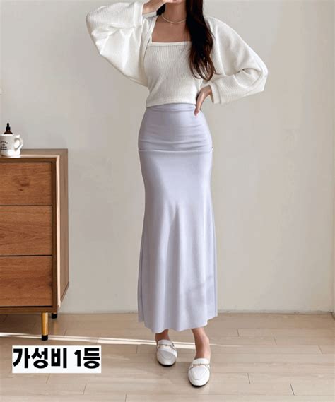 봄 무지 기본 심플룩 40대 미시 여성 엄마옷 키큰여자 폴리 스판 머메이드 H라인 롱 스커트