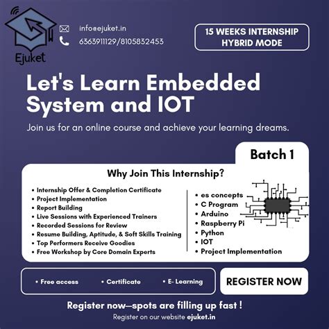 ejuket internship training programs on linkedin embeddedsystems iot