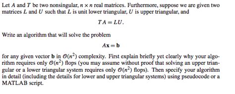 solved let a and t be two nonsingular n x n real matrices
