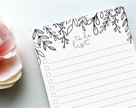 To Do List Notepad Cute Floral Notepad Lined To Do List Doodle Notepad For Coloring