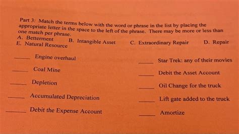 solved part 3 match the terms below with the word or phrase