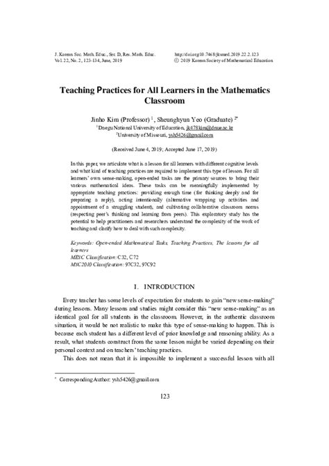 pdf teaching practices for all learners in the mathematics classroom