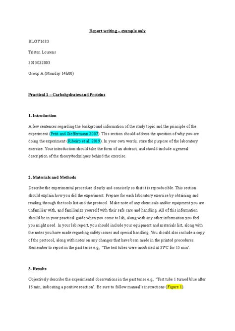 Blgy1683 Practical Report Example Report Writing Example Only Blgy Tristen Lourens