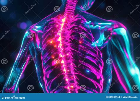 A Colorful Representation Of A Human Spine Highlights Its Anatomy And Neural Pathways Vivid