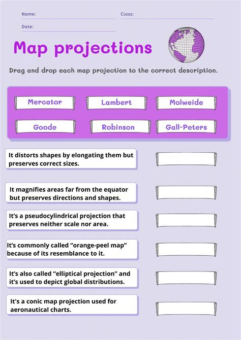 Projections Of The World Map Skills Printable Maps Skills Sheets Worksheets Library