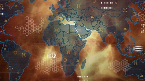Digital Map With Geometric Patterns And Data Points Creating Animation
