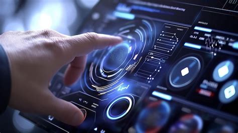 Futuristic Touchscreen Interface with Holographic Data Controls | Premium AI-generated image