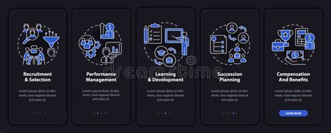 Hr Management Basics Night Mode Onboarding Mobile App Screen Stock Vector Illustration Of Task