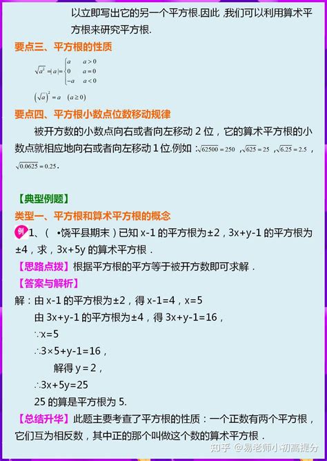 北师大版八上数学平方根和开平方知识点讲解 知乎