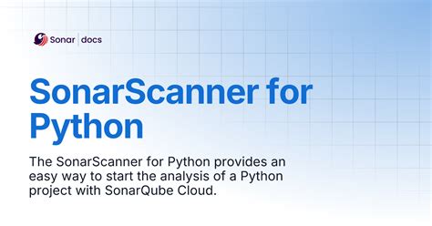 Sonarscanner For Python Sonar Documentation