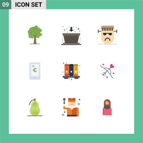 Flat Color Pack Of 9 Universal Symbols Of Business Shopping Evil Euro Mobile Editable Vector