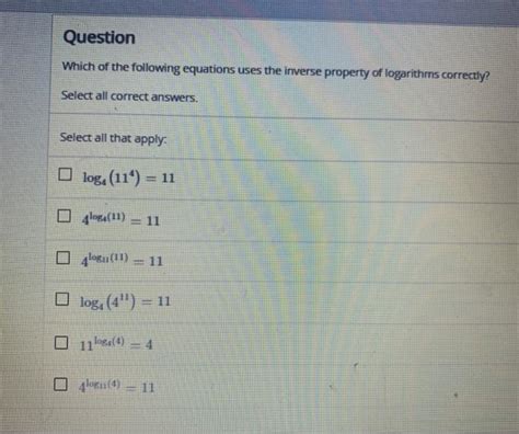 Solved Question Which Of The Following Equations Uses The