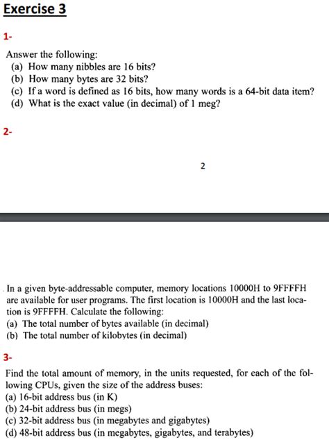 solved 1 answer the following a how many nibbles are 16