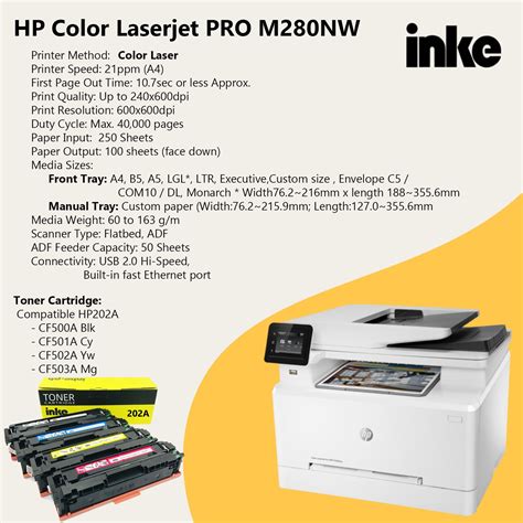 HP Laserjet PRO M254NW (Unlimited Toner) – Inkeph