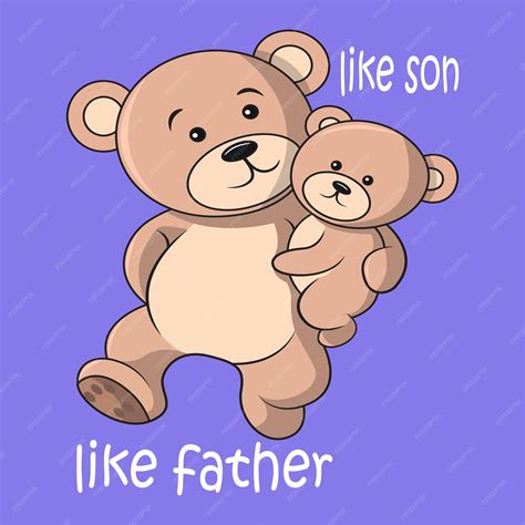 Premium Vector A Father Bear Holding His Cub