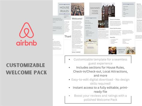 Airbnb Welcome Pack Template Customizable Digital Download Editable