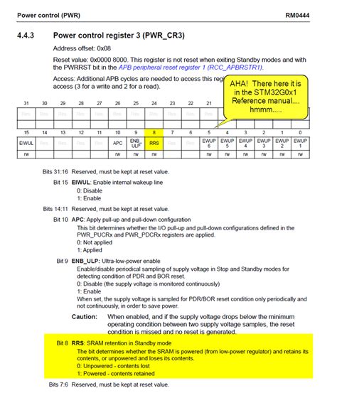 Sram Retention In Standby Mode With Stm32g0 Value
