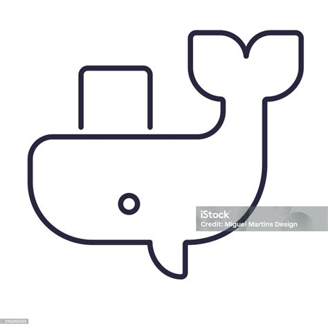 Docker Line Icon Whale With Container Developer App Data Coding Open