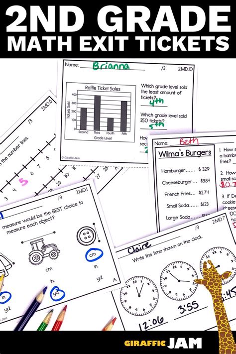 2nd Grade Measurement Exit Tickets 2nd Grade Math Exit Slips Assessments Math Exit Tickets