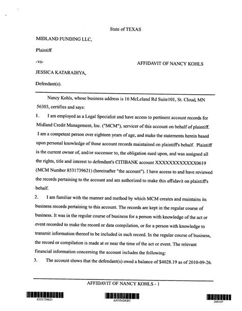 Signed Affidavit Template