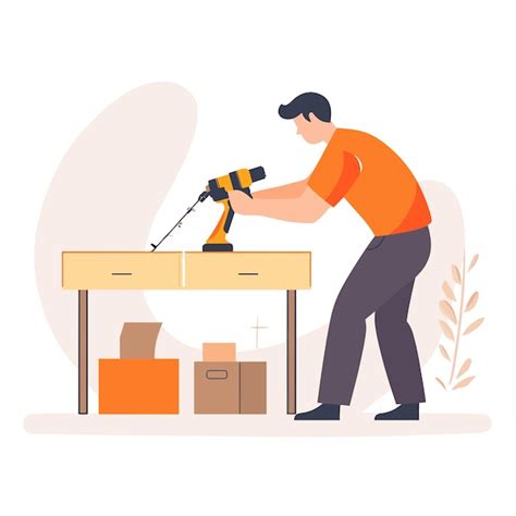 A Man Using A Drill To Assemble Furniture Premium Ai Generated Vector