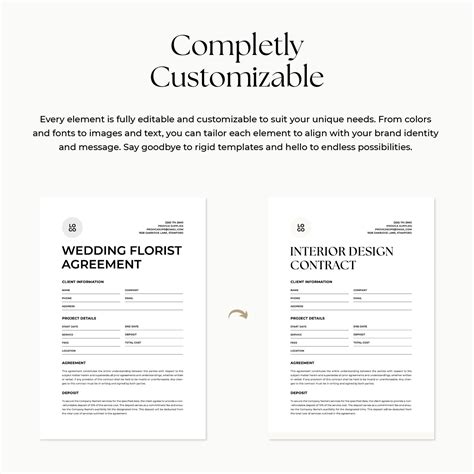 Service Contract Form Canva Template Printable Client Agreement Small