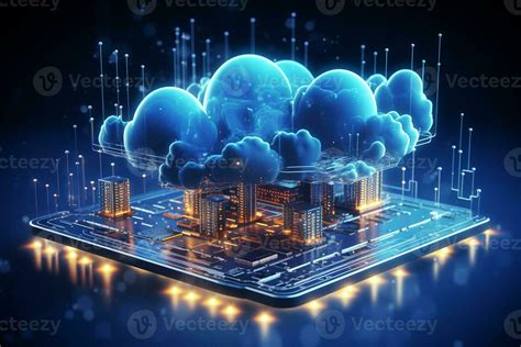 Cloud Computing Technology Concept 3d Rendering Toned Image Double