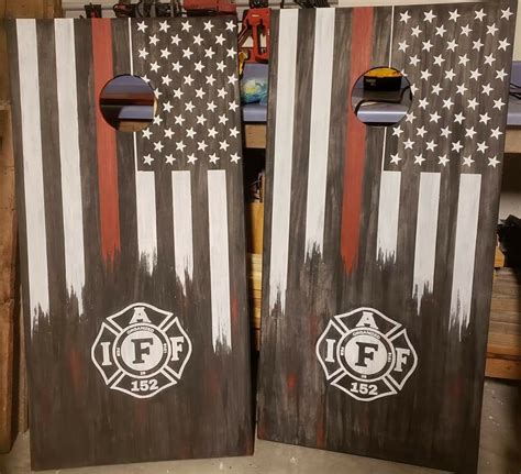 Firefighter Flag Cornhole Boards