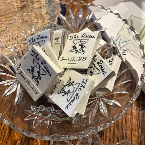 Custom Wedding Matchbooks Champagne Glass Doodle Personalized Favors