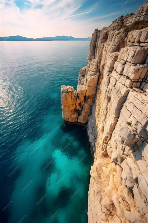 Premium Photo A Cliff Face In The Water With The Sea In The Background