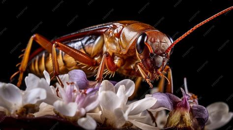 Premium Ai Image Macro Photo Of Cockroach Sitting On Flowers Extreme