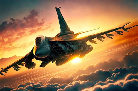 Military Fighter Jets With Cockpit Gained Altitude And Flies In Sky