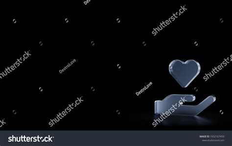 3d Rendering Frosted Glass Symbol Hand Stock Illustration 1932167459
