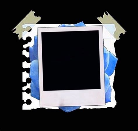 Vintage Photo Frame With Blue And White Flowers Light Blue Overlay