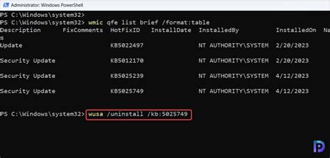how to uninstall windows updates using powershell