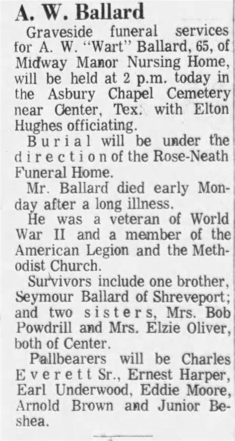 Andrew Warwick “wart” Ballard 1906 1972 Find A Grave Memorial