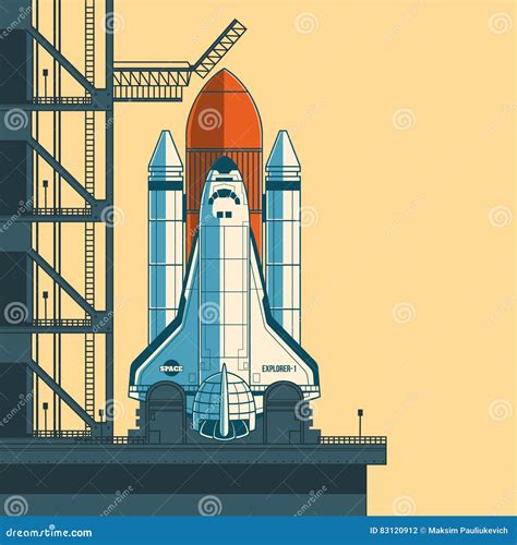 Vector Illustration Rocket Is Ready For Launch Stock Vector